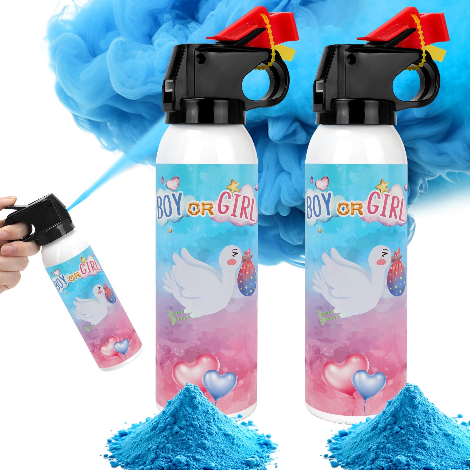 Gender Reveal Fire Extinguisher, 2 Pack Baby Boy Gender Reveal Ideas Party Decor, Biodegragable Gender Reveal Party Supllies (Medium)