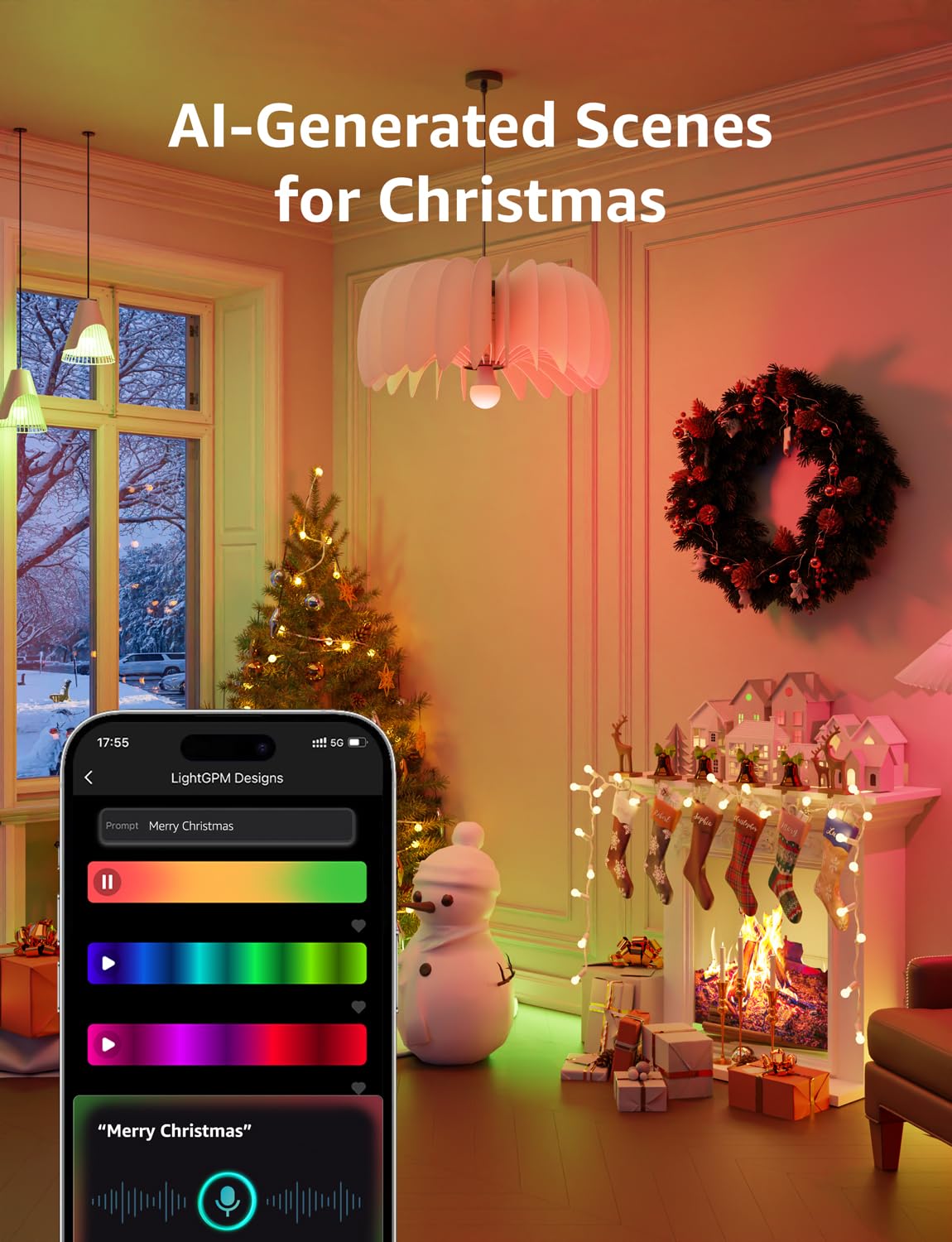 Lepro B1 AI Smart Light Bulbs - WiFi & Bluetooth RGBWW Color Changing LED Bulb Compatible with Alexa & Google Assistant, AI Generated Lighting LLM, AI Voice Control, Music Sync, 2.4GHz Only, 2 Packs