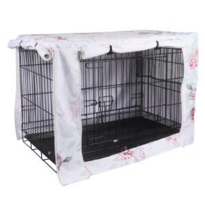 pethiy dog crate cover durable polyester pet kennel cover universal fit for wire dog crate - fits most 30 inch dog crates - cover only-flower-30