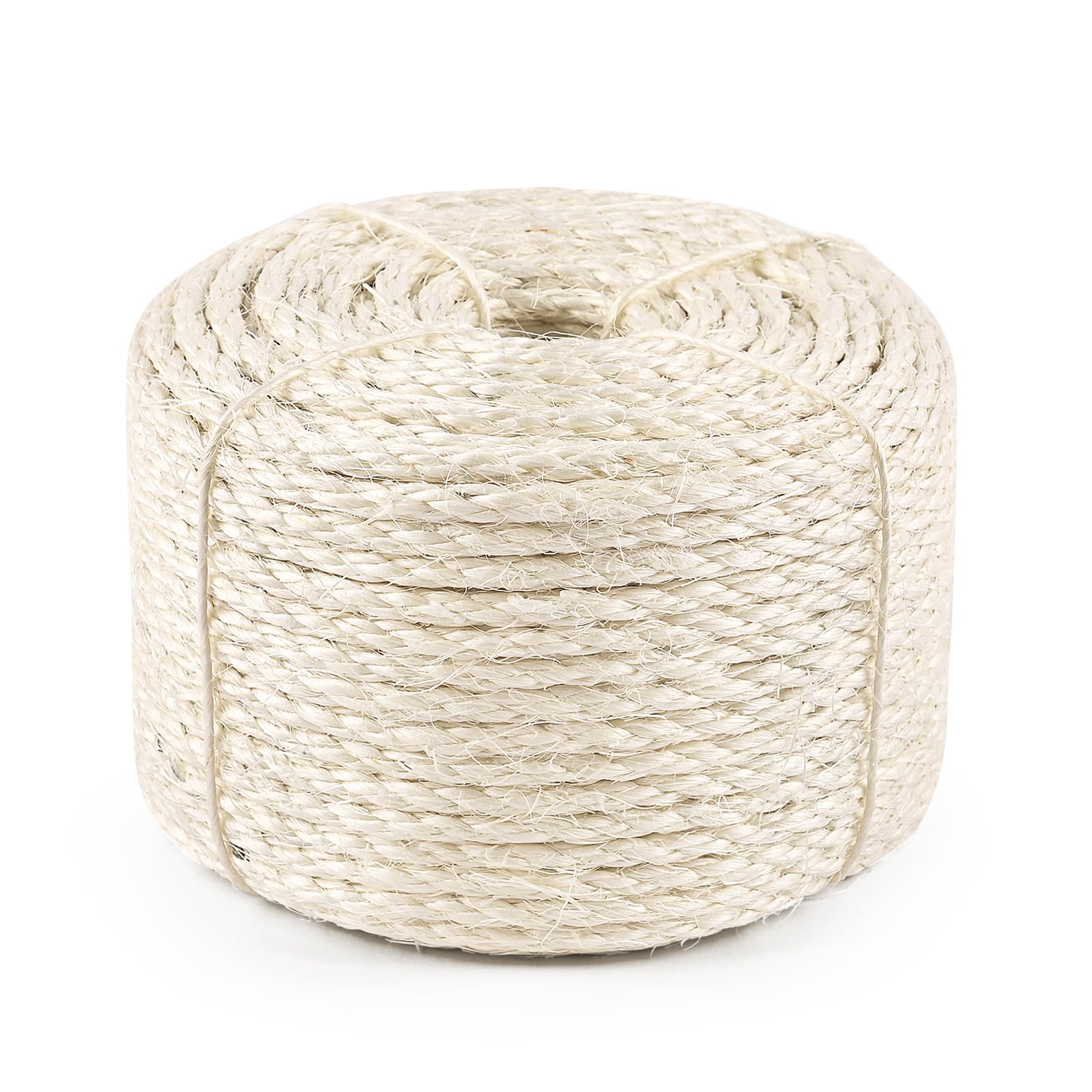 SIsal Rope for Cat Scratcher 1/4" 164 Foot White Natural Sisal Rope for Repairing Cat Scratching Post