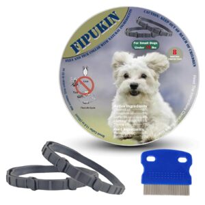 natural ingredients flea repellent collar for small dogs, safe and effective flea and tick repellent, waterproof, 8 months protection per collar, free comb, 13.8 inches, 2-pack