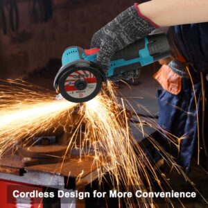 yoakaiax Cordless Angle Grinder, Power Angle Grinders 12V Battery Mini Brushless Power Motor 19500rpm Angle Grinder for Metal Wood Polishing, Thin Steel, Hand Cut Off Electric Grinding Tool Blue