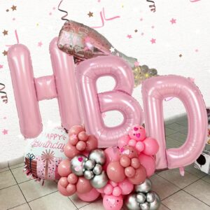 40 Inch Pink Letter Balloons, Large E Letter Balloons Foil Helium Balloons, Mylar Big Single Alphabet E Balloons, Pink Balloon Letters for Birthday Party Decorations Wedding Bride Anniversary Supplies