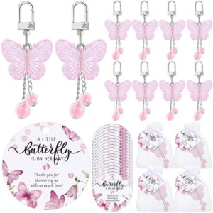 loetere 25 set baby shower favors for guests 25 baby shower butterfly keychain holographic butterfly keychain bulk 25 thank you cards 25 organza bag baby shower return gifts for guests baby shower