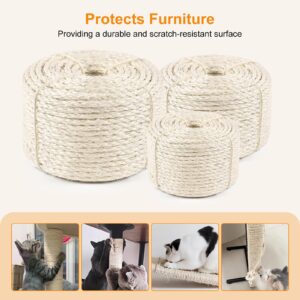 SIsal Rope for Cat Scratcher 1/4" 164 Foot White Natural Sisal Rope for Repairing Cat Scratching Post