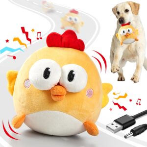 gukco interactive dog toys, squeaky dog toys with interactive dog ball, rechargeable crinkle dog chew toys pet plush toys for small medium large dog toys to keep them busy jumping music mode(chick)