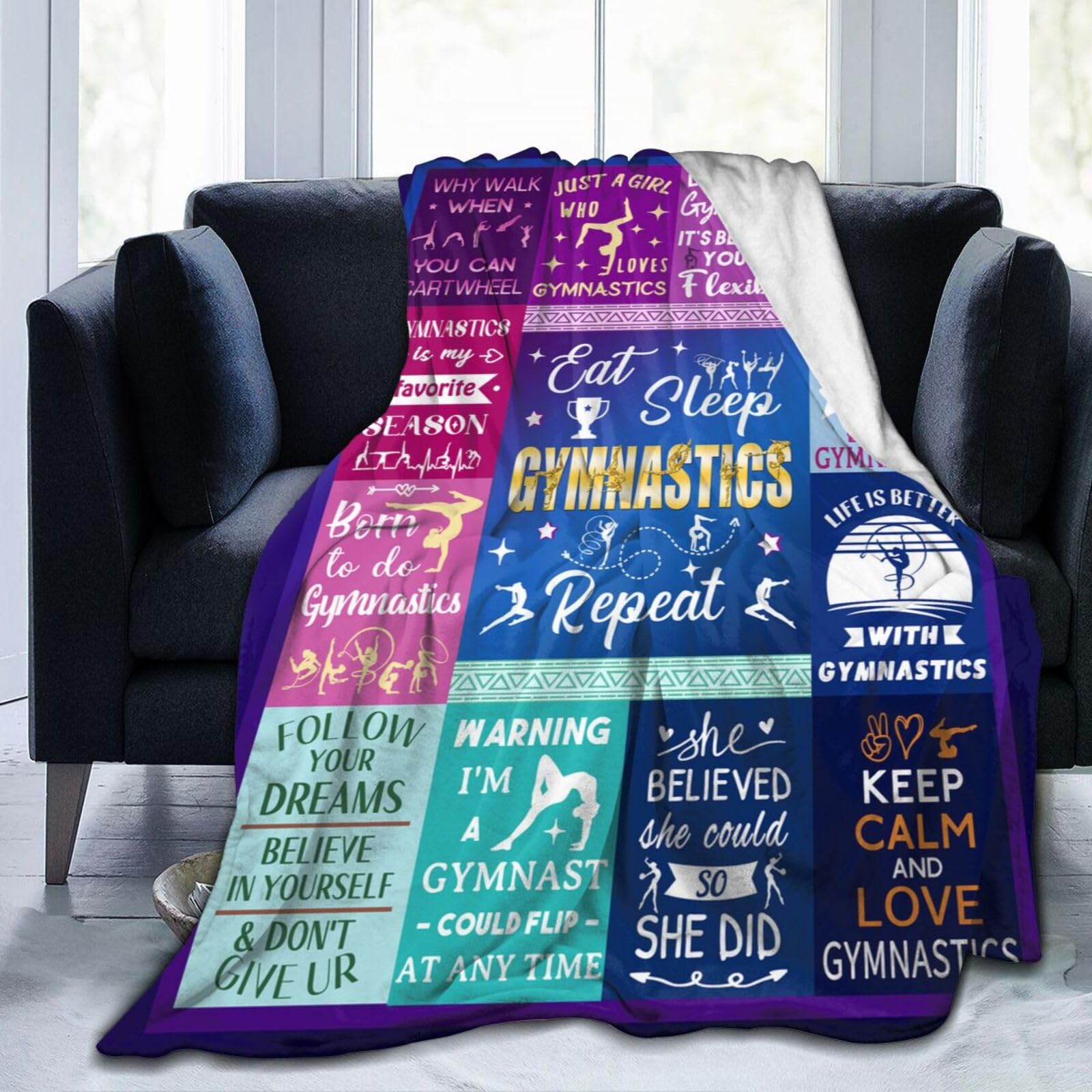 Gymnastics Gifts Blanket Gymnastics Gifts for Girls Throw Blanket Ultra Soft Cozy Lightweight Blankets Gymnastics Lovers Christmas Birthday Gifts 50"X40"