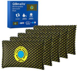 qbmalls 100g rechargeable silica gel desiccant pack of 5,moisture absorber for storage,gun safes,camper and cars,desiccant dehumidifier for closets,drawer,luggage and small spaces