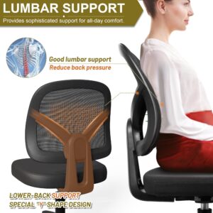 Armless Mesh Small Home Office Computer Desk Chair Without Arms with Lumber Support and Adjustable Height for Child and Adult