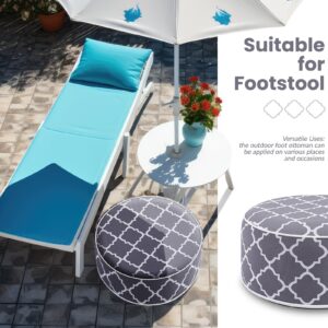 Juexica 2 Pack Outdoor/Indoor Inflatable Ottoman, All Weather Round Pouf with Handle D21 x H9, Water Repellent Portable Footstool Pouf for Patio Garden Camping or Home