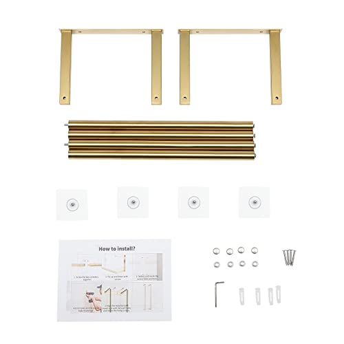 Towel Rack,Towel Racks for Bathroom,Punching/No-punching Wall Mounted Towel Storage Organizer,Stainless Steel Bath Towel Holder,Modern Wall Shelf for Small Space,20.2*15.5*73cm/7.95*6.1*28.74in Gold