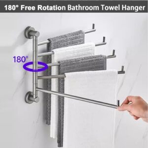 Swing Out 5-Arms Towel Holder Thicken Towel Racks for Bathroom Kitchen Bath Towel Bar Swivel Hanger Wall Mounted Drying Rack Rustproof Solid Aluminium Towel Hanger Space Saving Storage Organizer (Col