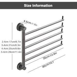 Swing Out 5-Arms Towel Holder Thicken Towel Racks for Bathroom Kitchen Bath Towel Bar Swivel Hanger Wall Mounted Drying Rack Rustproof Solid Aluminium Towel Hanger Space Saving Storage Organizer (Col