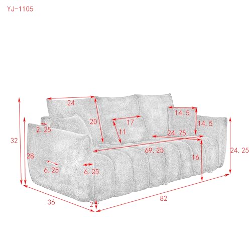 Deep Seat Teddy Fleece Loveseat Sofa with Wood Frame, 3 Seater Oversized Cloud Couch,Minimalist Style Boucle Upholstered Modular Sectional Sofa&Couches for Living Room Office