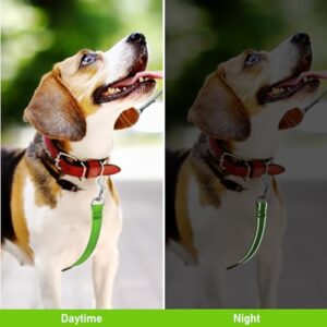 Amabro 2PCS Reflective Dog Safety Collar Clips, Adjustable Nylon Pet Collar Double Ended 360 Degree Rotatable Backup Clasp Clips Dog Collar Harness Connector (Green, Pink)