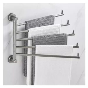 swing out 5-arms towel holder thicken towel racks for bathroom kitchen bath towel bar swivel hanger wall mounted drying rack rustproof solid aluminium towel hanger space saving storage organizer (col