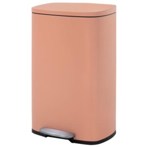 13.2 gallon(50l) trash can, fingerprint proof stainless steel kitchen garbage can with removable inner bucket and hinged lids, pedal rubbish bin for home office