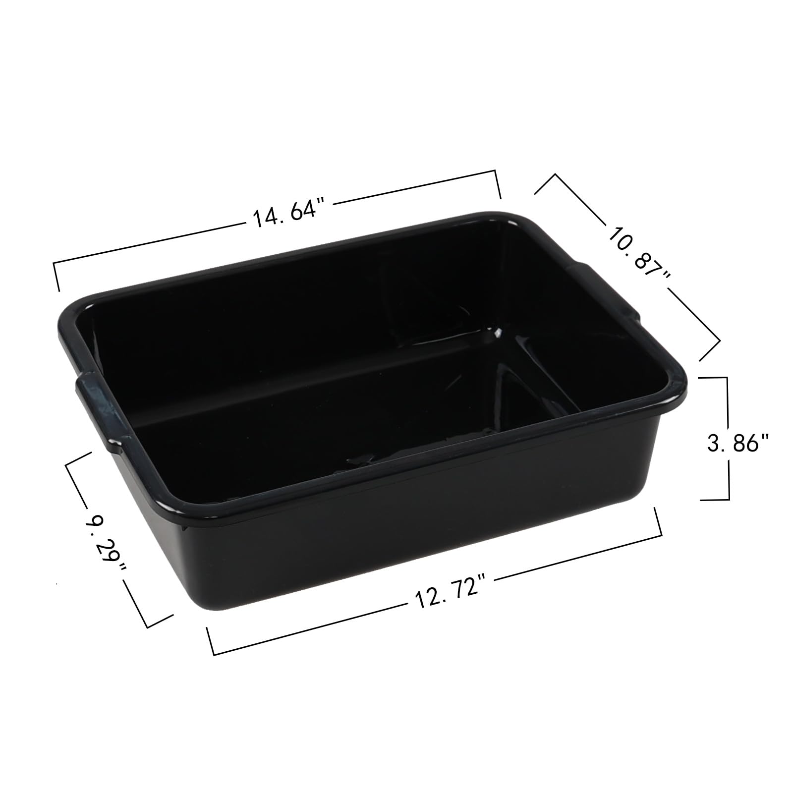 Aninhao 5-Pack 8 L Plastic Commercial Bus Box Tub, Small Dishpan Tub, Black