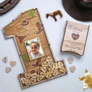 My First Rodeo Birthday - Cowboy - Cowgirl Birthday Birthday Centerpiece - 1st Birthday Decorations - Guest Book Alternatives -First Birthday Number One Shaped Photo Frame - 1st Rodeo Birthday Centerpiece Keepsake (My First Rodeo)