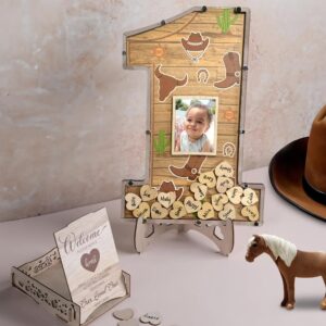 My First Rodeo Birthday - Cowboy - Cowgirl Birthday Birthday Centerpiece - 1st Birthday Decorations - Guest Book Alternatives -First Birthday Number One Shaped Photo Frame - 1st Rodeo Birthday Centerpiece Keepsake (My First Rodeo)