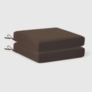 westintrends solace outdoor patio furniture seat chair square cushions set of 2, 20" x 19", brown