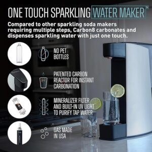 Carbon8 Sparkling Water Maker Machine - Home Soda Stream Machine, Screw-In CO2 Carbonator, Countertop Water Mineralizer, Seltzer Soda Maker Machine Dispenser - CO2 Cylinder Included - White