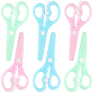 lovestown 6 pairs of preschool training scissors, toddler safety scissors plastic scissors 3 colors for kids art craft supplies