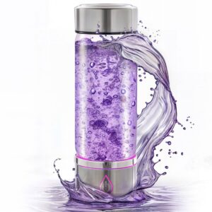 h3o hydrogen water bottle - hydrogen-infused water machine with built-in purple protective light - portable water ionizer for hydration, energy, sleep quality - with spe/pem technology