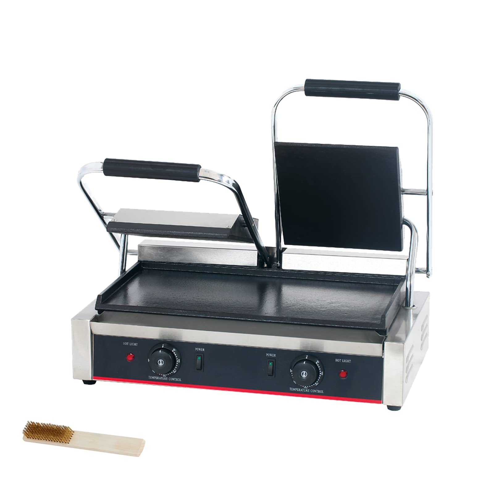 Commercial Panini Press With Grooved Grill Sandwich Maker Machine Electric Contact Grill Single (Double Smooth Top&Bottom)