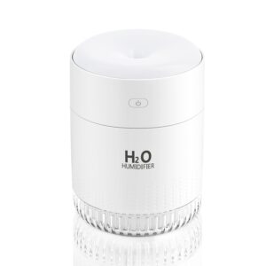 mini humidifiers for bedroom 350ml small plants humidifier indoor portable travel desk cool mist humidifier, auto shut-off 2 mist modes humidificador for bedroom plants travel office desk car white