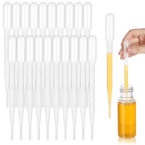 augshy 200pcs 3ml plastic pipettes, disposable transfer pipettes droppers for oils essential cupcake, plastic eye liquid dropper for crafts, makeup tool, laboratory medicine accessories supplies