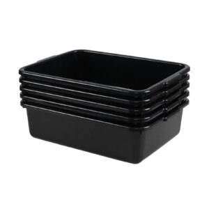 aninhao 5-pack 8 l plastic commercial bus box tub, small dishpan tub, black