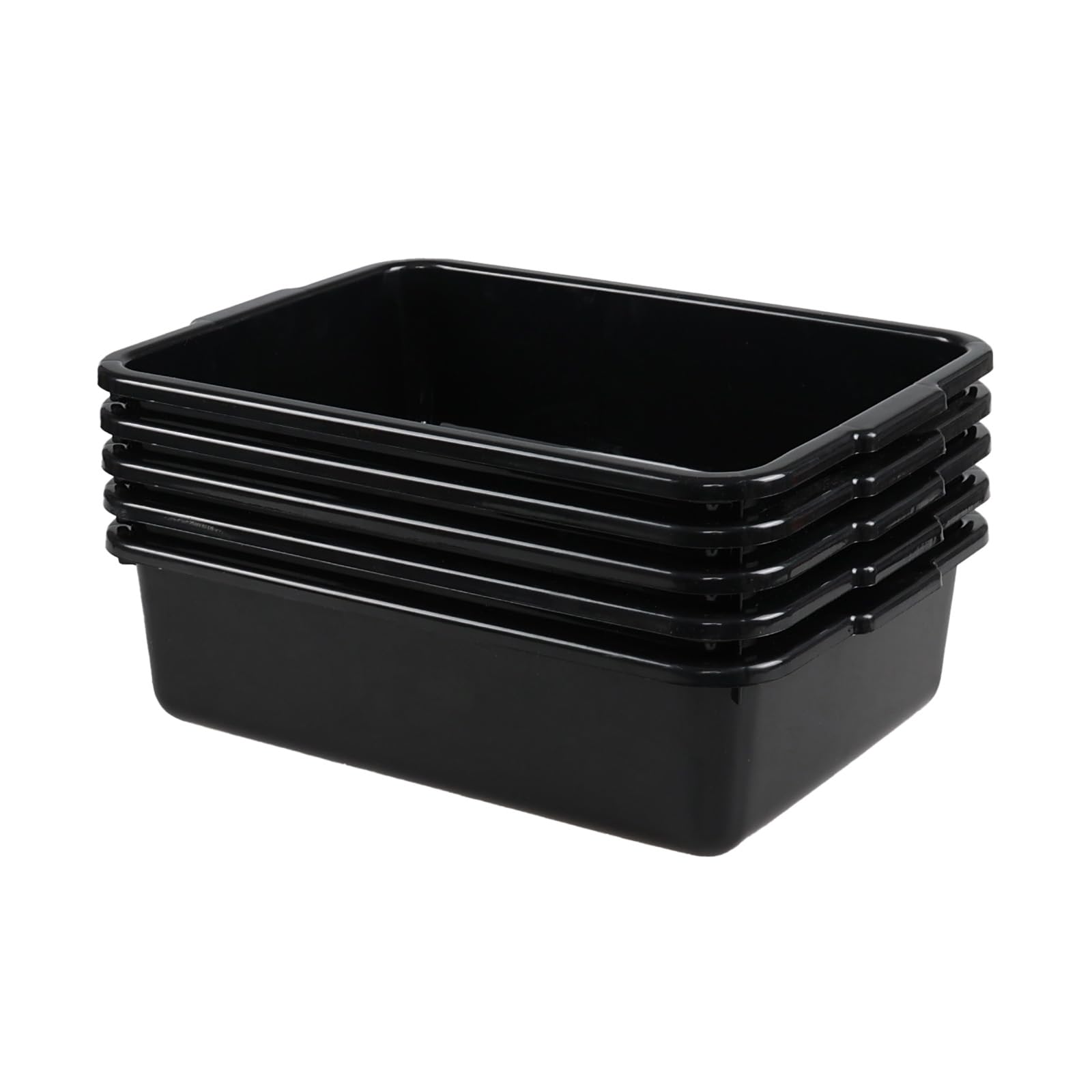 Aninhao 5-Pack 8 L Plastic Commercial Bus Box Tub, Small Dishpan Tub, Black