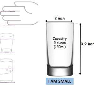 BOHEM'S Small Juice Glasses, Mini Clear Glass Cups Tumblers, Drinking Glassware for Orange Juice, Water, Milk, Coffee, Perfect for Tasting and Small Portions, Set of 6 (5 oz)