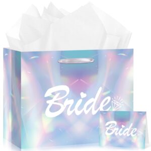 bride gift bag bridal shower gift bags with tissue paper and greeting cards christmas bride gift wrapping bag engagement wedding shower gift bag for bachelorette party anniversary bride to be bags