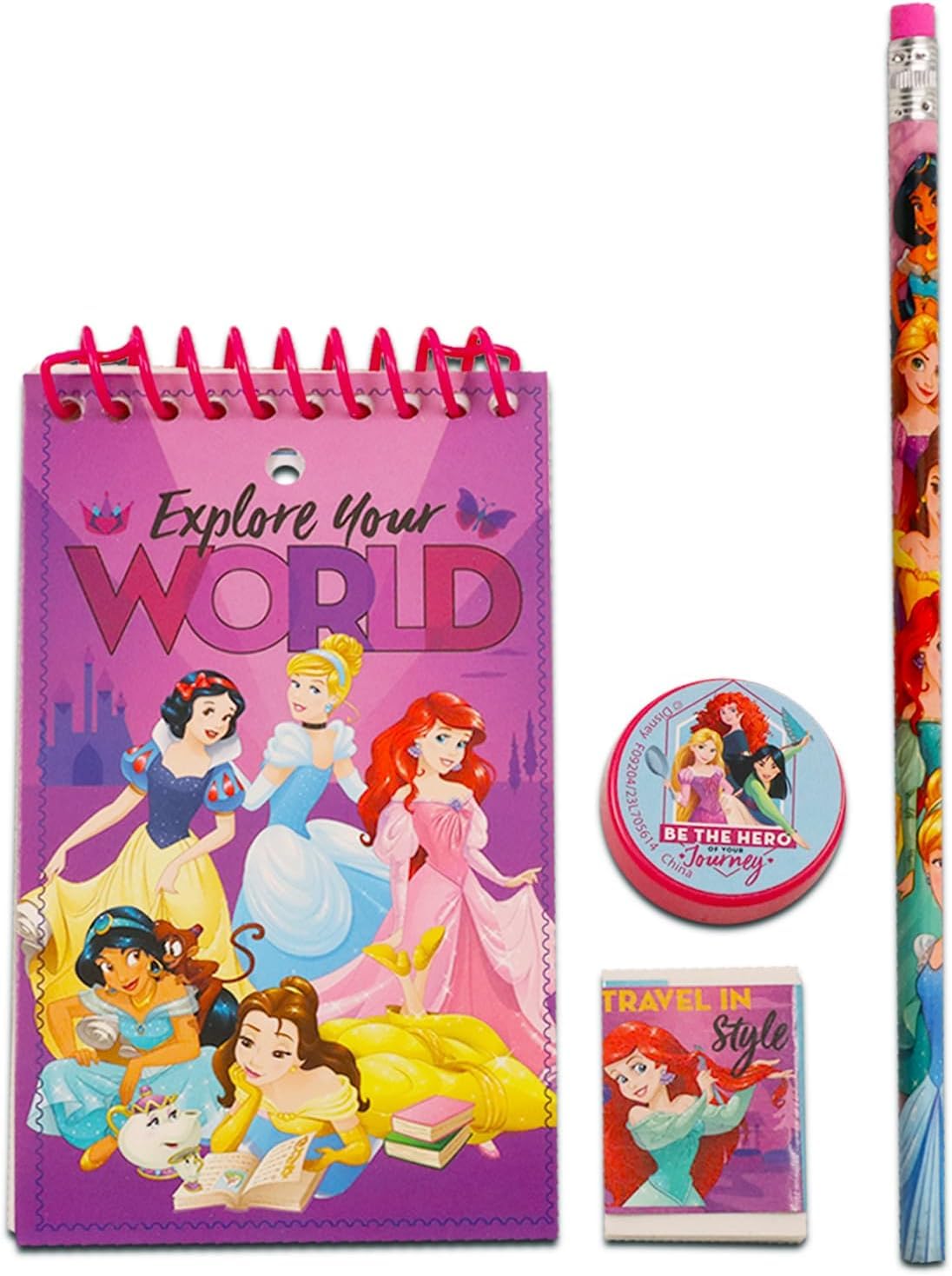 Disney Princess School Supplies Set - Disney Princess Stationery Bundle Includes Disney Princess Molded Pencil Case, Pencils, Stickers, More | Disney Princess School Supplies