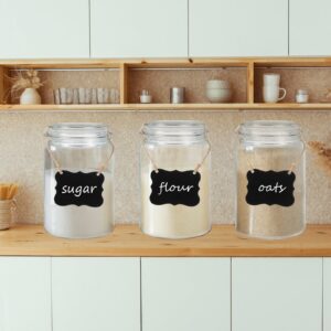 1 Gallon Glass Jar with Lid (set of 2), Flour Sugar Storage Containers,Airtight Pantry Canning Jars with Chalkboard,Large Glass Pickle Jars,Glass Canister for Cookie,Cereal Candy, Kombucha,Limoncello