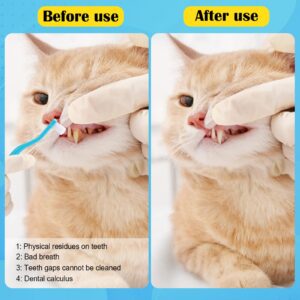 VZZNN 6 Pcs Dual Sided Cat Toothbrush, Anti-Slip Curved Handle Cat Teeth Cleaning Brushs,Cat Dental Care Supplies,Pet Toothbrush with Micro Brush Head