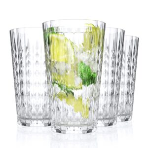 bellaforte shatterproof acrylic tall tumbler, set of 4, 19oz - bondi beach stackable drinking glasses - unbreakable plastic drinking glasses for party, gifting - bpa free - dishwasher safe - clear