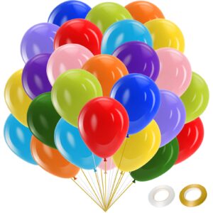 colorful balloons, 100 pcs 12 inch assorted rainbow latex balloons, bright color balloons for birthday baby shower wedding party decorations