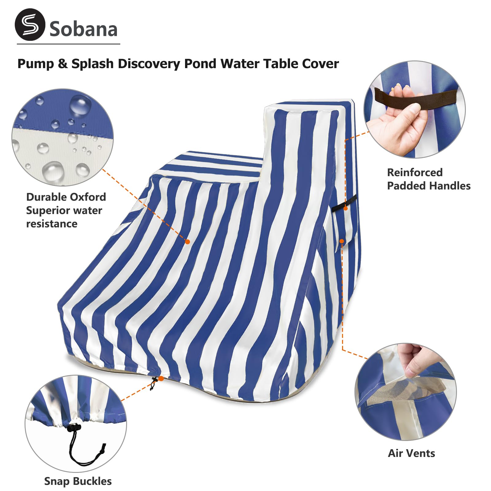 Sobana Kids Water Table Cover for Step 2 Pump & Splash Discovery Pond Water Table,Waterproof Dust Proof Anti-UV Outdoor Kids Water Sensory Table Pool Cover(Cover only,Blue)