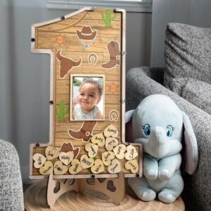 My First Rodeo Birthday - Cowboy - Cowgirl Birthday Birthday Centerpiece - 1st Birthday Decorations - Guest Book Alternatives -First Birthday Number One Shaped Photo Frame - 1st Rodeo Birthday Centerpiece Keepsake (My First Rodeo)