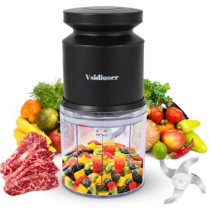 mini food processor 600ml, meat grinder 400w, small food processor mini with 4 stainless blades, electric food chopper suitable for meat, vegetables, fruits, nuts