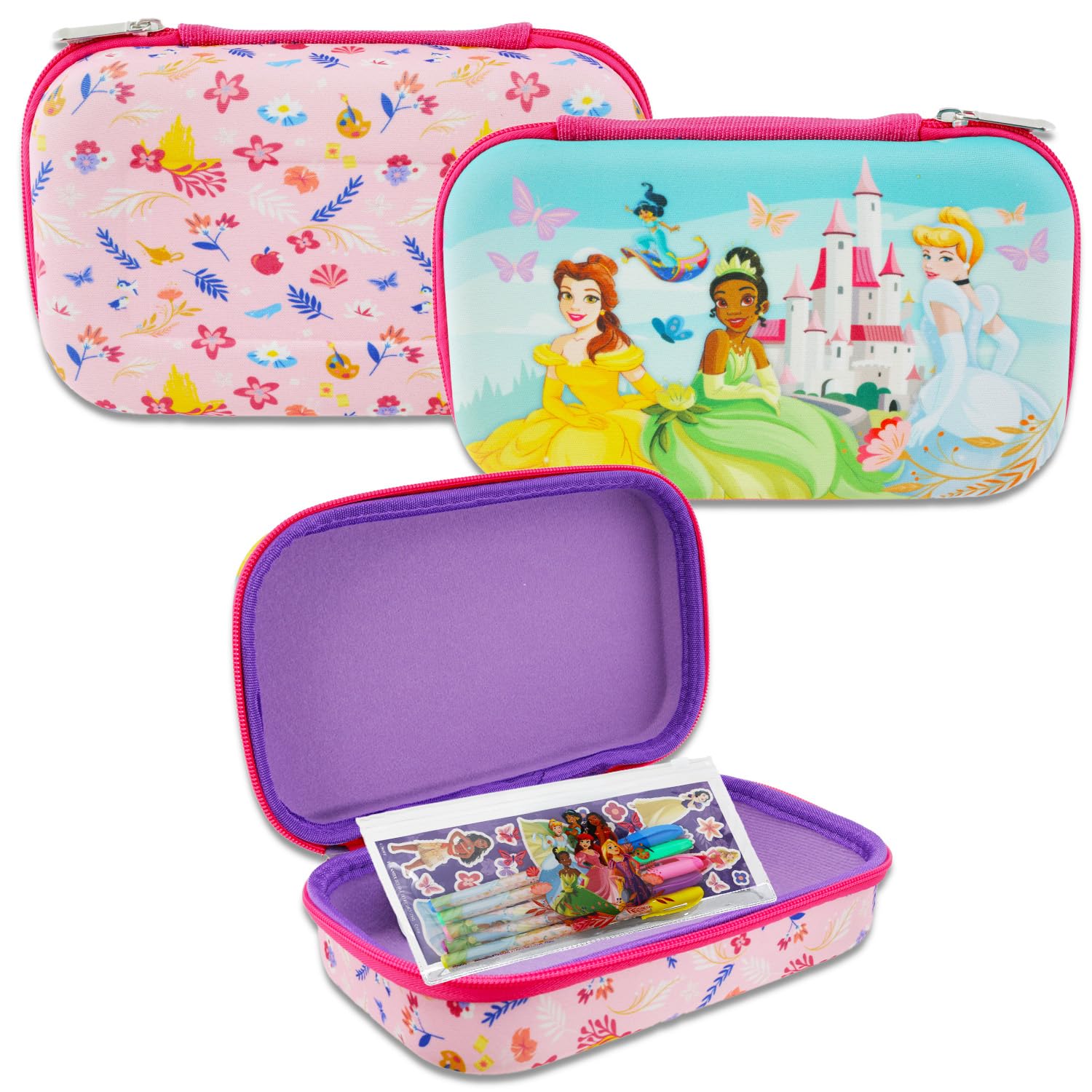 Disney Princess School Supplies Set - Disney Princess Stationery Bundle Includes Disney Princess Molded Pencil Case, Pencils, Stickers, More | Disney Princess School Supplies