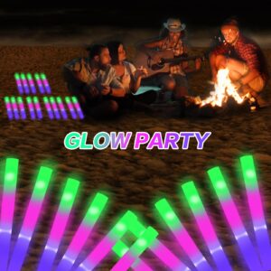 awang 50 pcs glow sticks with 3 modes colorful flashing glow in the dark party supplies multicolor bulk led foam glow sticks for wedding raves sporting events glow party birthday camping