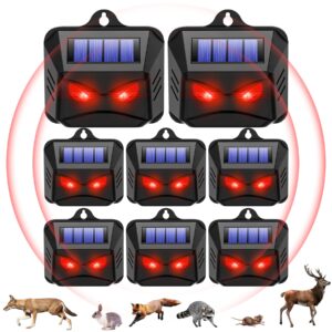 solar animal repeller,8 packs upgraded coyote deterrent with flashing lights deer repellent devices predator eyes for raccoon fox skunk predator lights for chicken coop yard farm predator protection