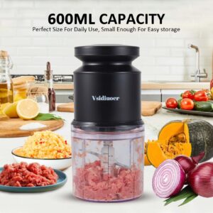 Mini Food Processor 600ML, Meat Grinder 400W, Small Food Processor Mini with 4 Stainless Blades, Electric Food Chopper Suitable for Meat, Vegetables, Fruits, Nuts