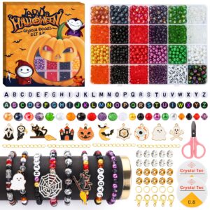 jadvy 1524 pcs halloween crystal beads for bracelets making kit, pearl beads + glass crystal beads for jewelry making kit with pendants and spacer beads, beads & bead assortments for halloween crafts