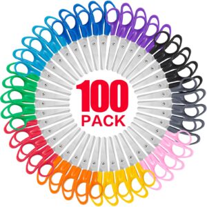 toidgy 100 pack kids scissors, 5 inch scissors bulk for school, blunt tip scissors for kids student teacher,kids safety scissors for preschool classroom office home,school supplies craft cutting paper