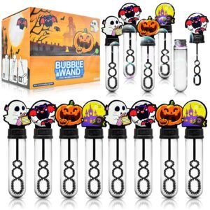 24 pack halloween bubble wands for kids - spooky ghost, bat, and pumpkin designs, party favors bulk with colorful bubbles for trick or treat, goodie bag stuffers, birthday gifts, carnival prizes